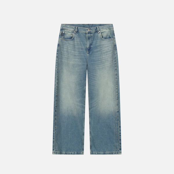 Peso Blue Studded Denim Jeans & DUKE + DEXTER