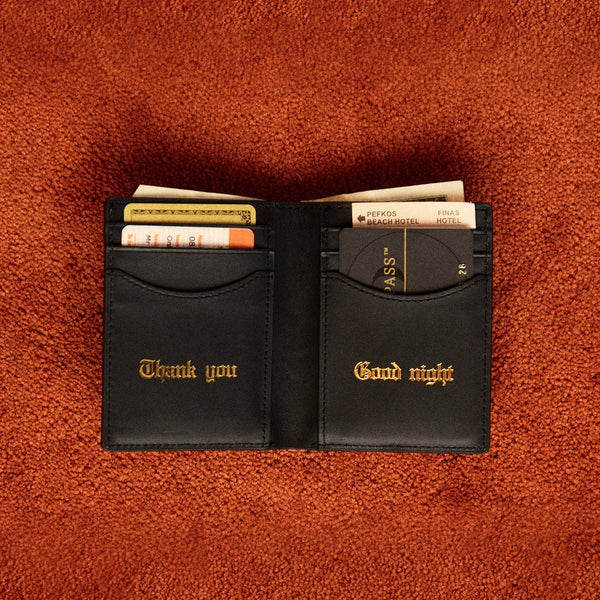 Dean Thank You, Good Night Black Leather Wallet & DUKE + DEXTER