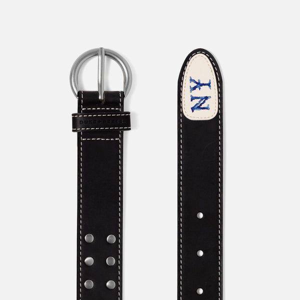 Ellis Silver Studded NY Leather Belt & DUKE + DEXTER